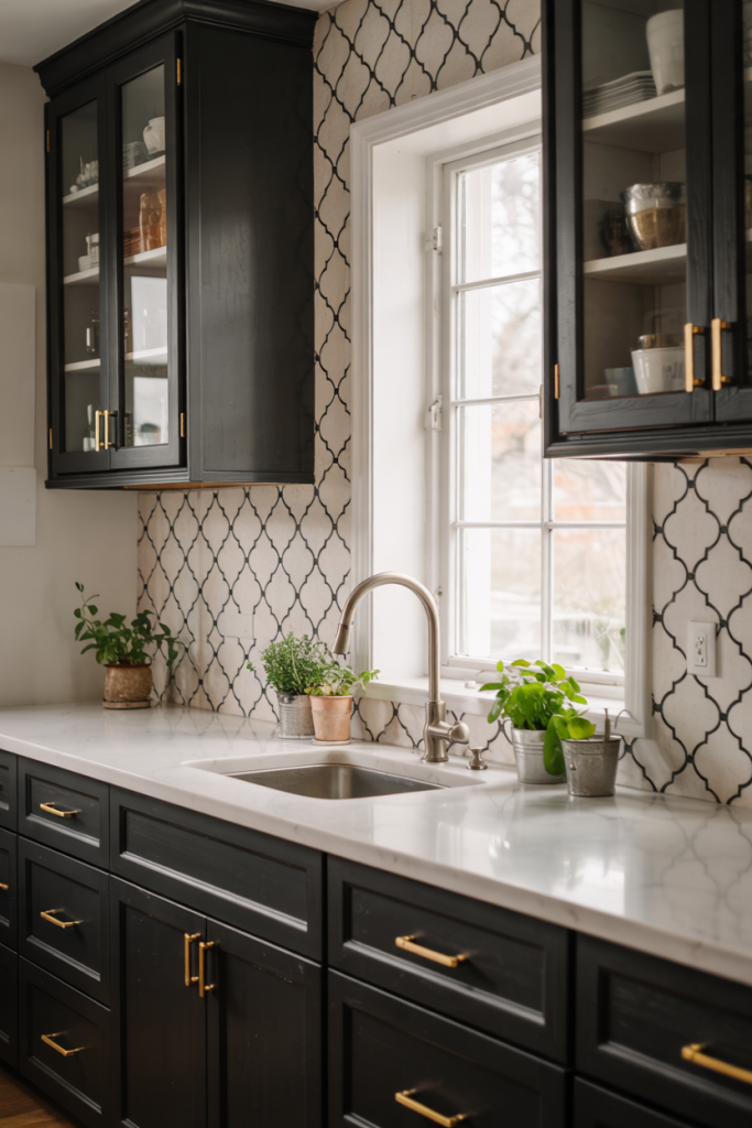 43 Stylish Dark Kitchen Cabinets 2025 Ideas with Light Countertops ...