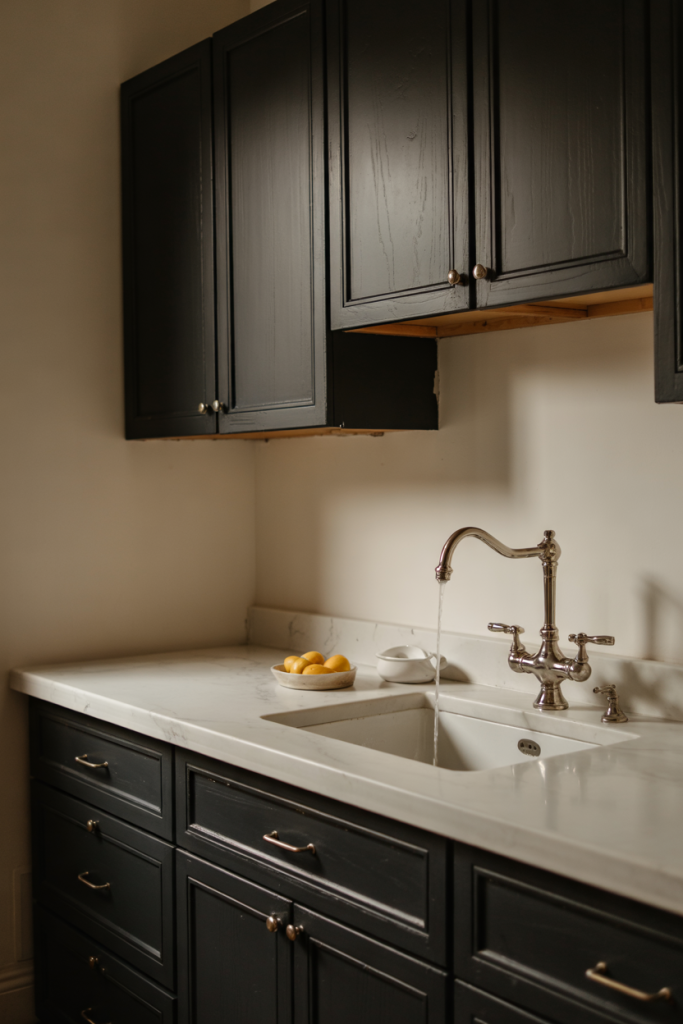 43 Stylish Dark Kitchen Cabinets 2025 Ideas with Light Countertops ...